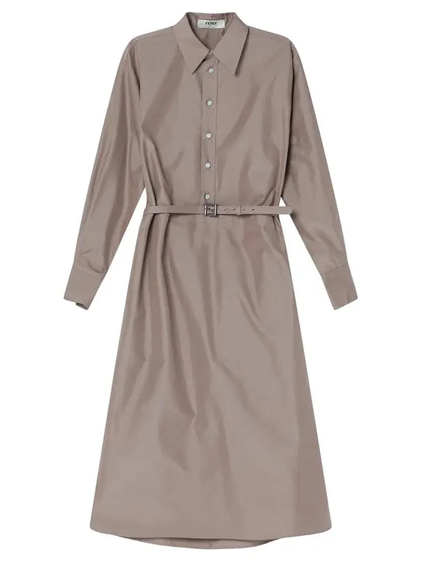 Fendi Cotton And Silk Chemisier Dress - Brown