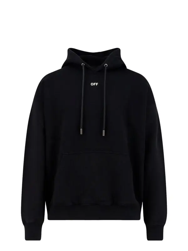 Off-White Cotton Logo Hoodie - Black