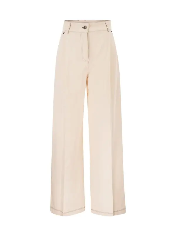 Max Mara Wide-leg Denim-effect Jersey Trousers - Cream