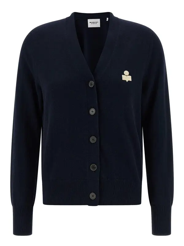 Isabel Marant Étoile Karina' Mélange Cotton And Wool Blend Cardigan - Blue