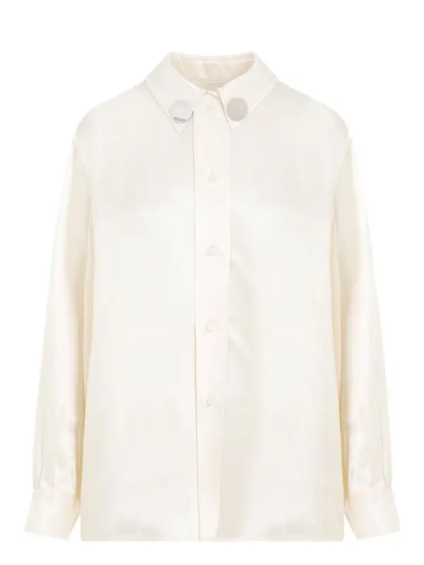 JIL SANDER Viscose Blend Satin Shirt With Branded Button Detail - Multicolor