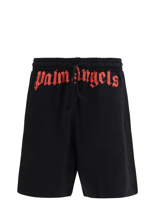 Palm Angels Waist Logo Sweatshorts - Black