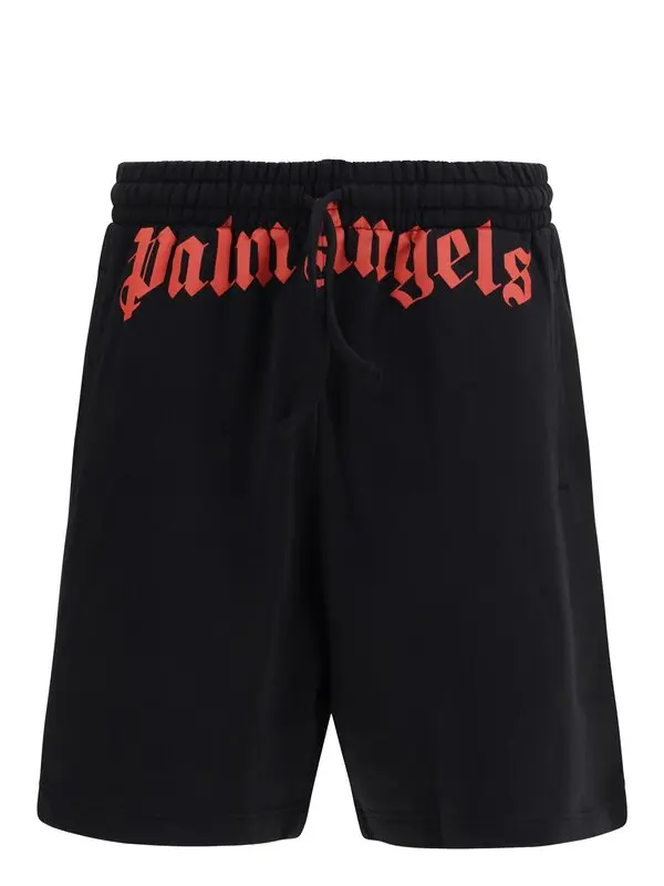 Palm Angels Waist Logo Sweatshorts - Black