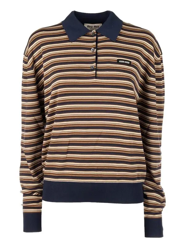 Miu Miu Striped Knit Polo - Multicolor