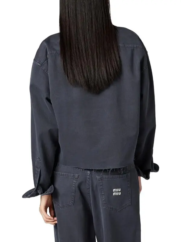 Miu Miu Raw-hem Light Denim Shirt - Gray