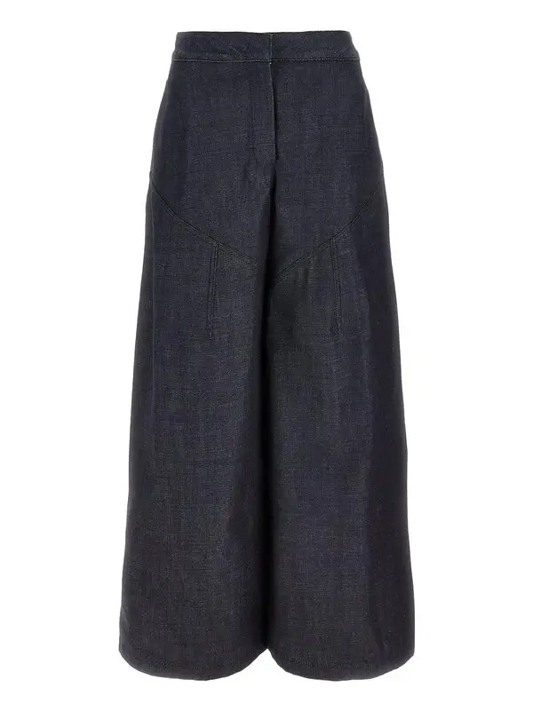 JIL SANDER Dark Wash Wide Leg Jeans - Multicolor
