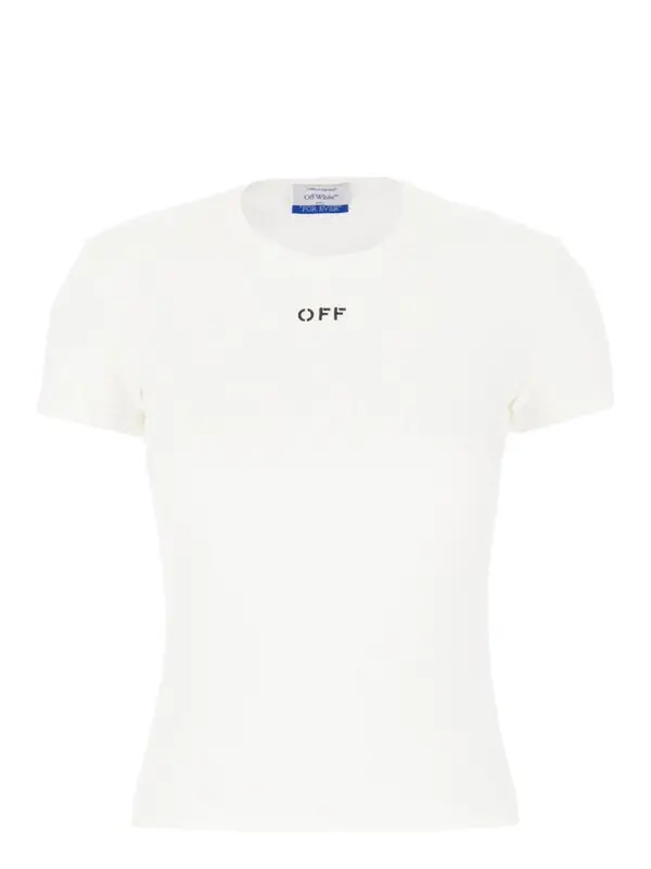 Off-White Ribbed T-shirt With Logo Detail - Multicolor
