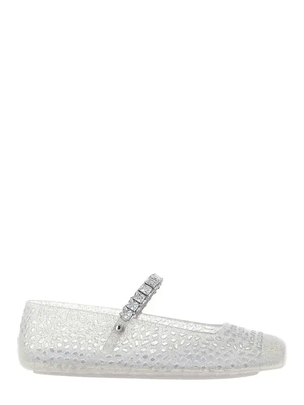 JIMMY CHOO The Jelly' Ballet Flats With Crystal Strap - Silver