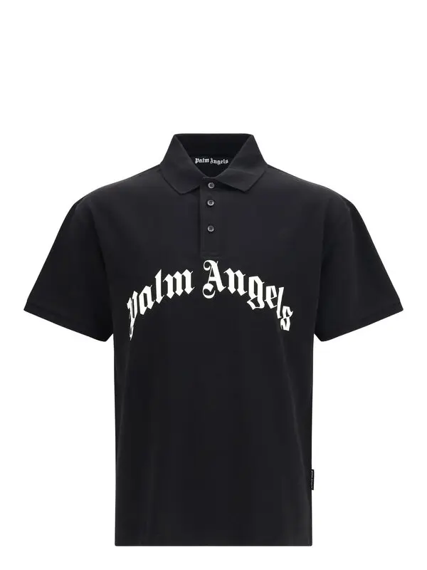Palm Angels Curved Logo Polo - Black
