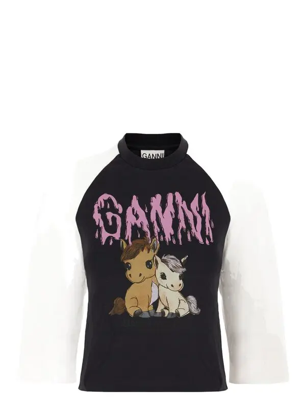 GANNI T-shirt With Graphic Print - Multicolor