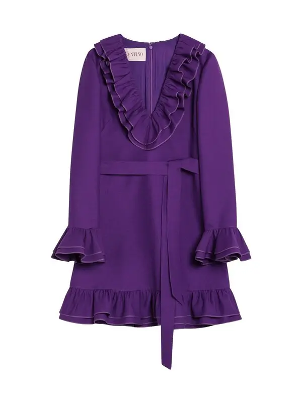 Valentino Garavani Wool And Silk Mini Dress - Purple