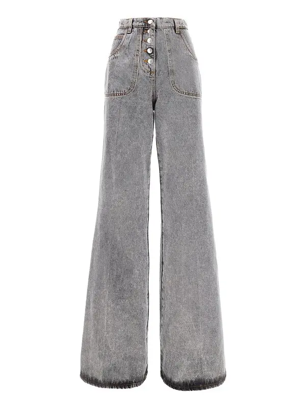 Etro Wide Leg Jeans With Button Detail - Multicolor