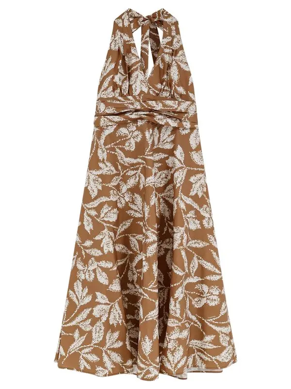 Max Mara Printed Cotton Halter Neck Dress - Multicolor