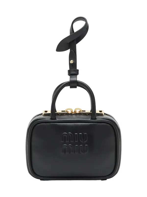Miu Miu Leather Trick With Logo Detail - Black