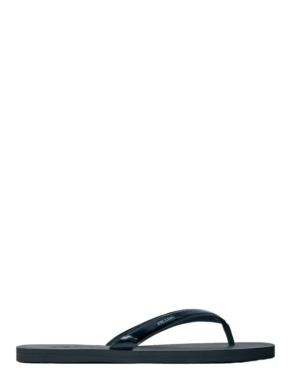 Prada Embossed Logo Leather Flip-flop Sandals - Black