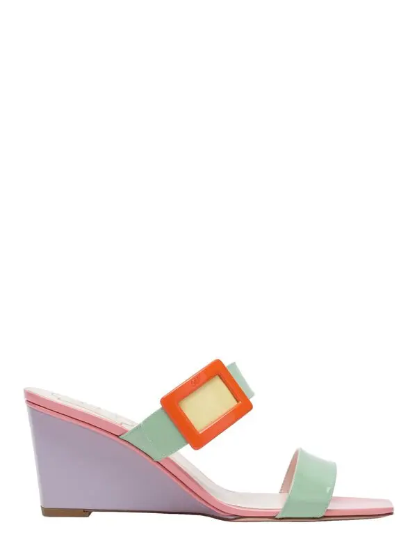ROGER VIVIER Belle Vivier Wedge Mules In Patent Leather - Multicolor