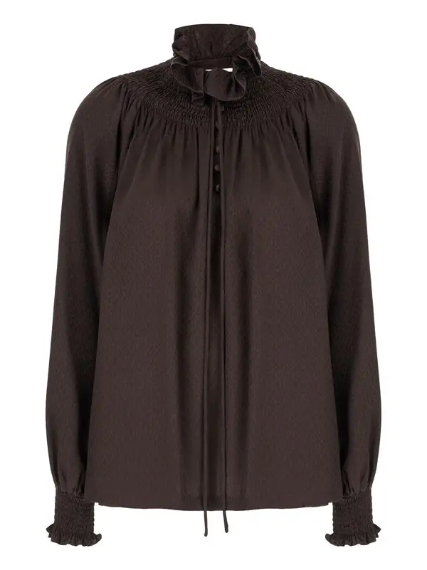 Burberry Long Sleeve High Neck Top - Multicolor