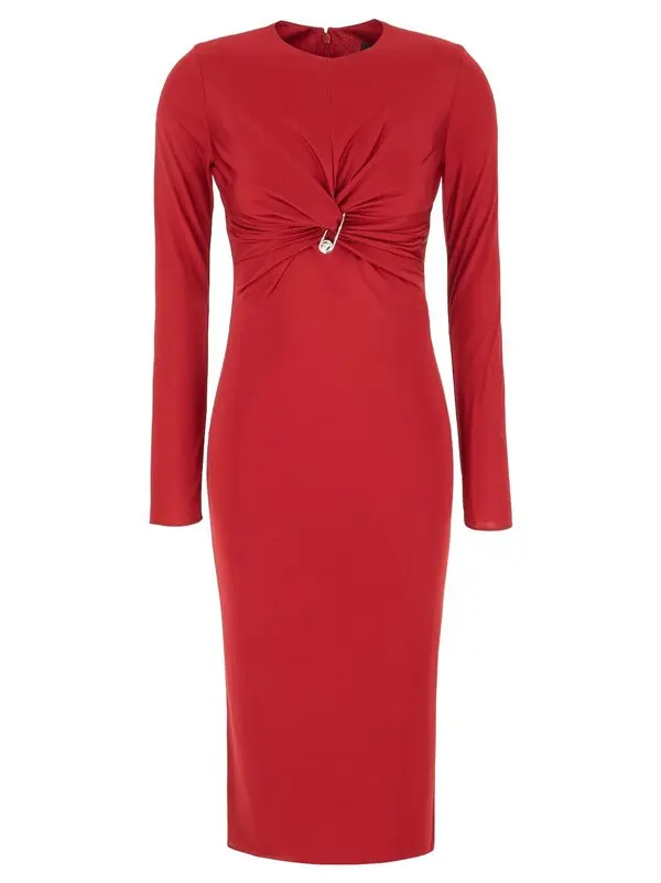 Versace Ruched Dress With Safety Pin Detail - Multicolor