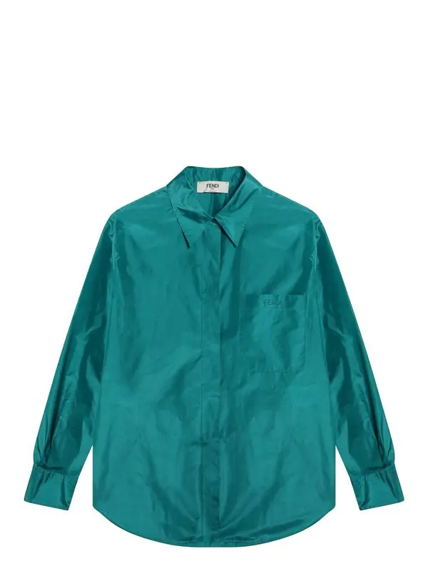 Fendi Silk Shirt With Embroidered Logo - Blue