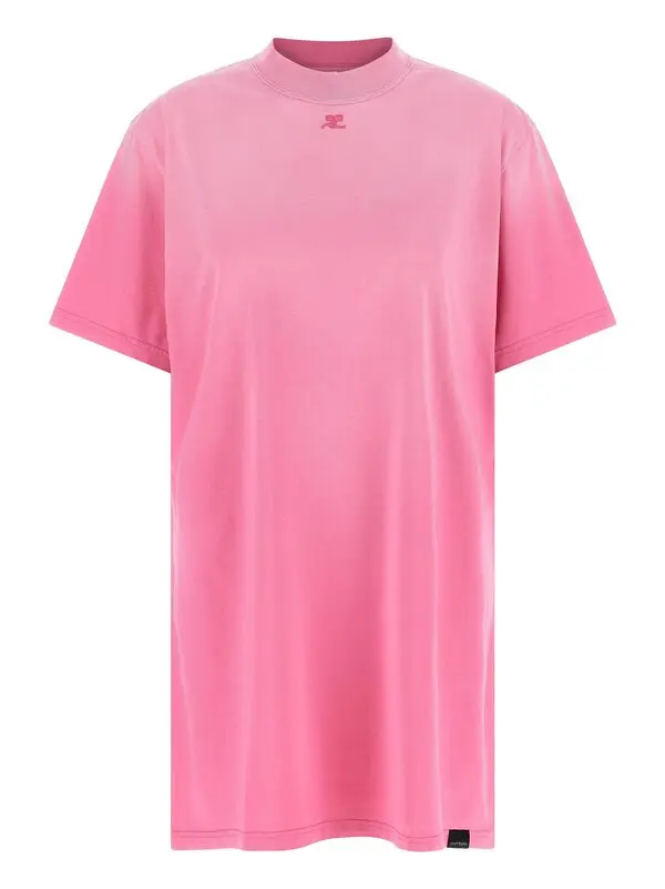 COURREGES Solarized Cotton Jersey T-shirt Dress - Pink