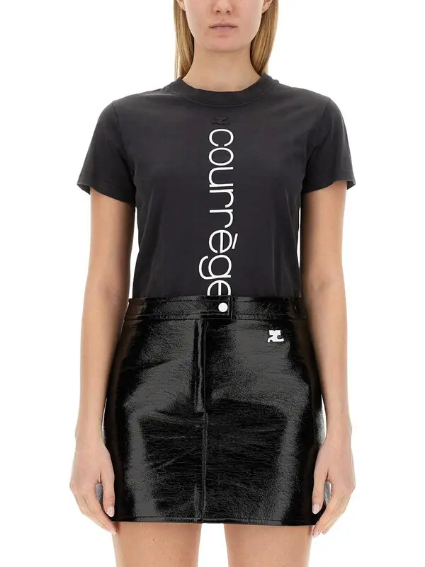 COURREGES Logo T-shirt - Black
