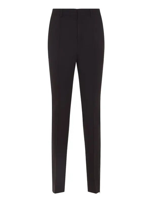 Celine Wool Blend Slim Straight Leg Pants - Brown