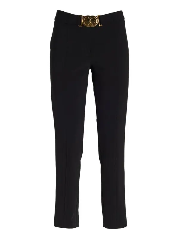 Moschino Black Trousers With Gold Buckle Detail - Multicolor