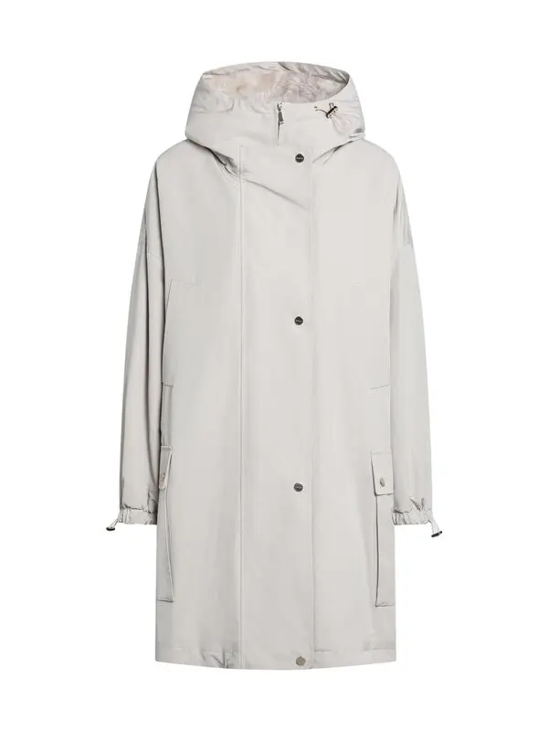 Max Mara Cotton Blend Parka With Drawstring Details - Multicolor