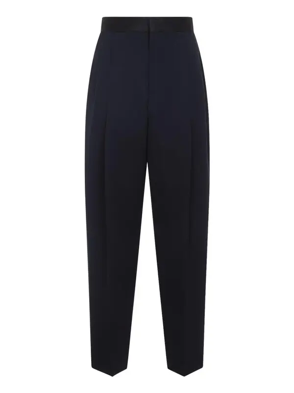Bottega Veneta Midnight Wool Tapered Trousers - Blue