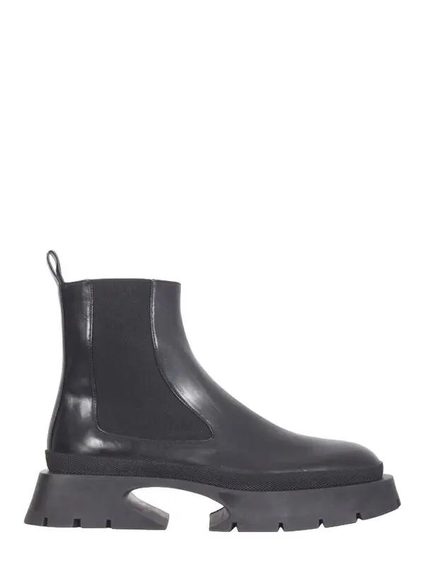 JIL SANDER Leather Chelsea Boots With Block Heel - Black