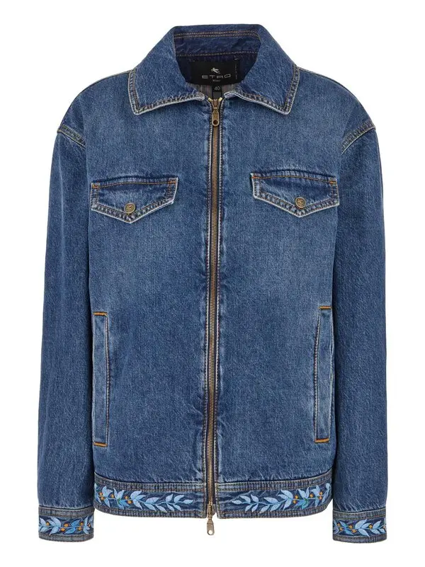 Etro Embroidered Denim Jacket - Multicolor