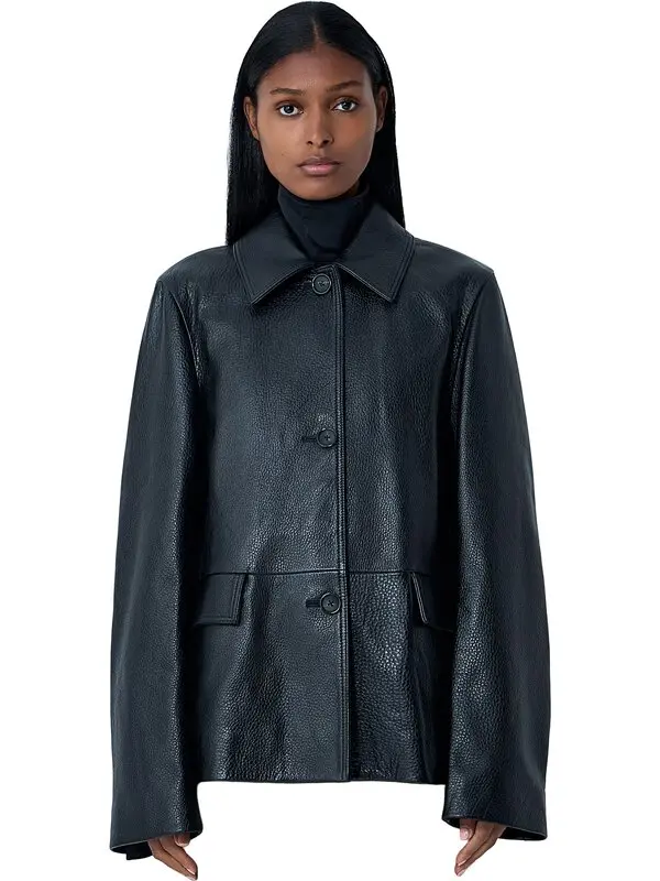 TOTEME Grained Leather Jacket - Black