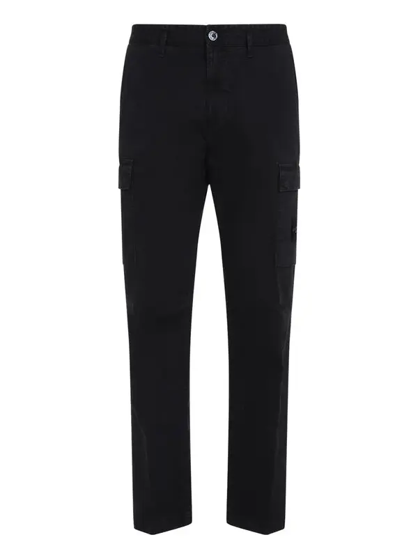 Stone Island Cotton Blend Cargo Trousers - Black