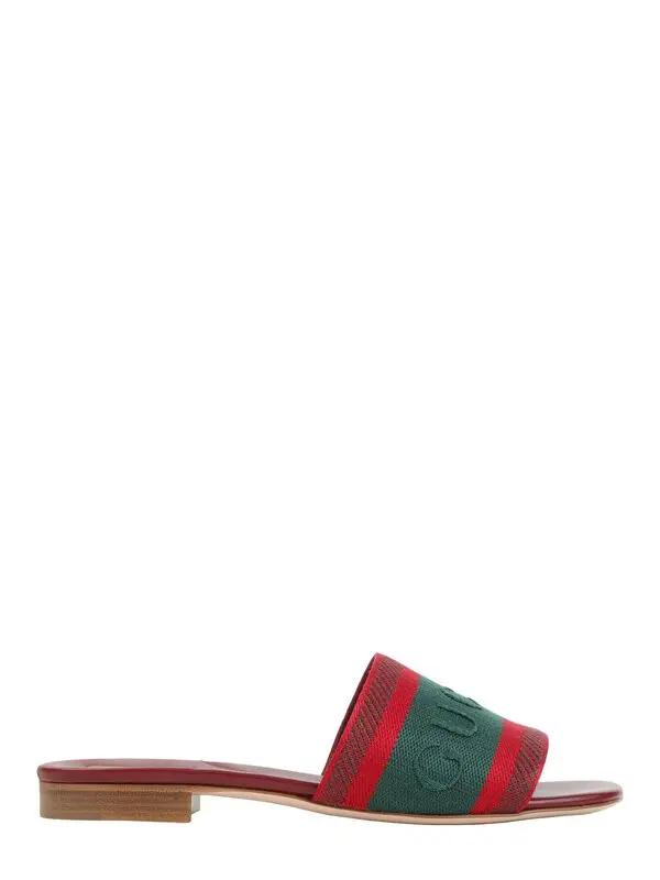 Gucci And Green Cotton Canvas Jane Sandals - Red