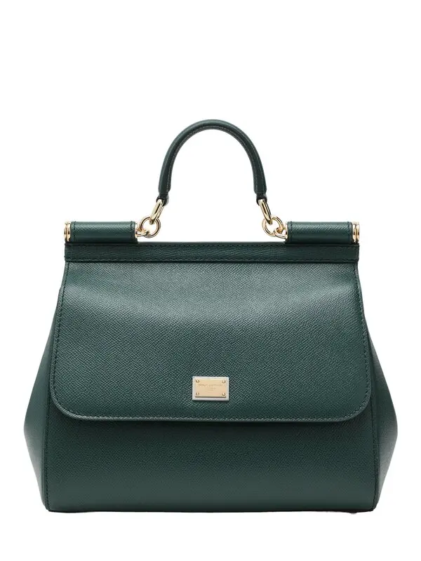 Dolce & Gabbana Large Sicily Handbag In Grained Leather - Green