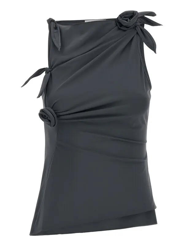 Coperni Asymmetric Flower Sleeveless Top - Gray