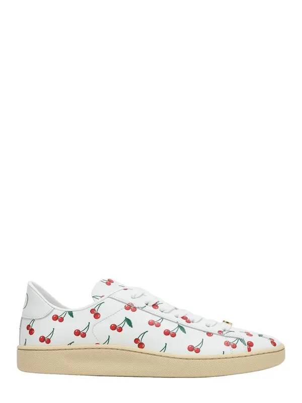 Valentino Garavani Calfskin Cherryfic Pattern Sneakers - White