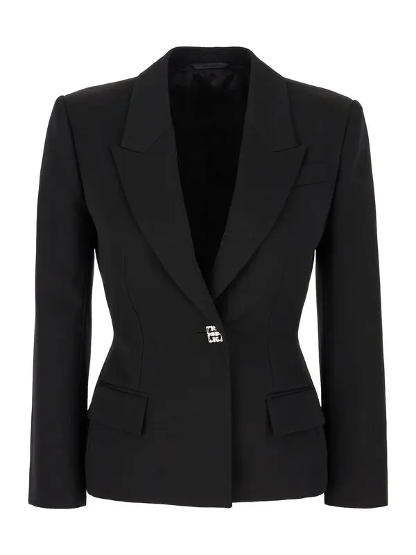 Givenchy Black Blazer With Silver Tone Clasp - Multicolor