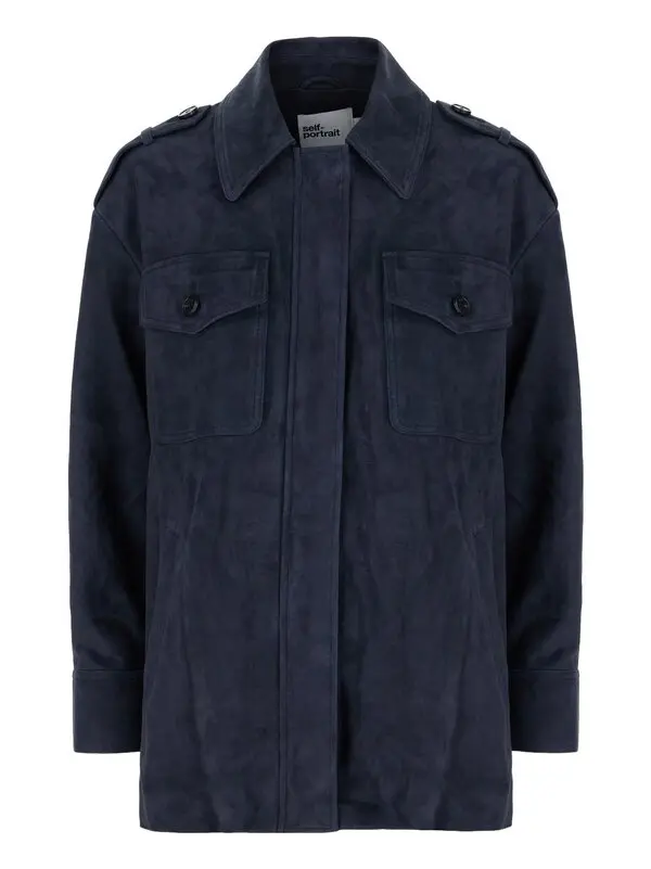 SELF-PORTRAIT Suede Utility Jacket - Multicolor