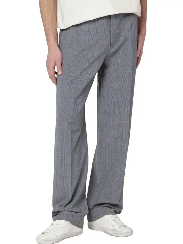 GOLDEN GOOSE Prince Of Wales Pattern Wool Trousers - Gray