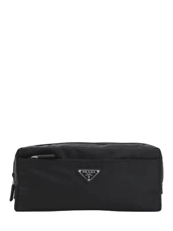 Prada Re-nylon Pouch With Saffiano Leather Details - Black