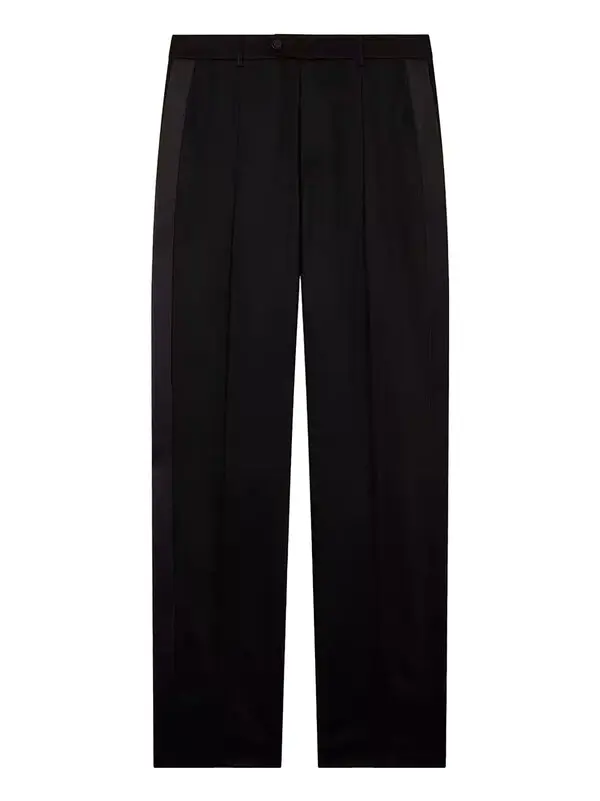 GOLDEN GOOSE Virgin Wool Trousers With Satin Side Band - Black