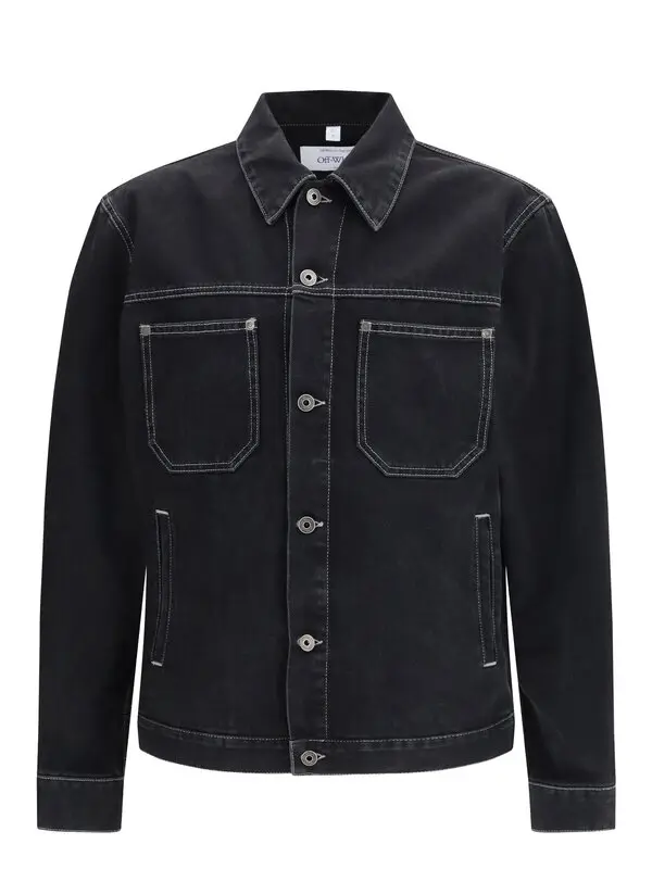 Off-White Arrow Zip Skate Denim Jacket - Black