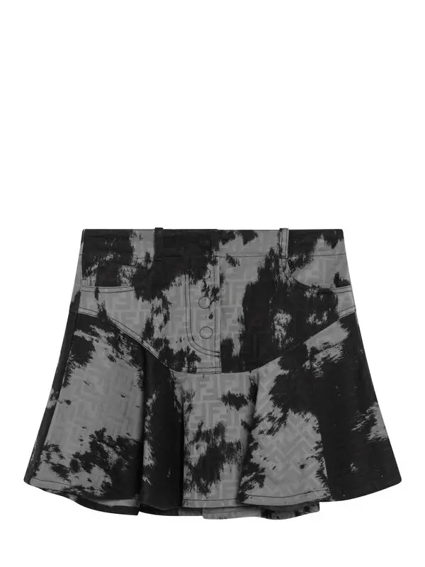 Fendi Ff Animalier Denim Skirt - Black
