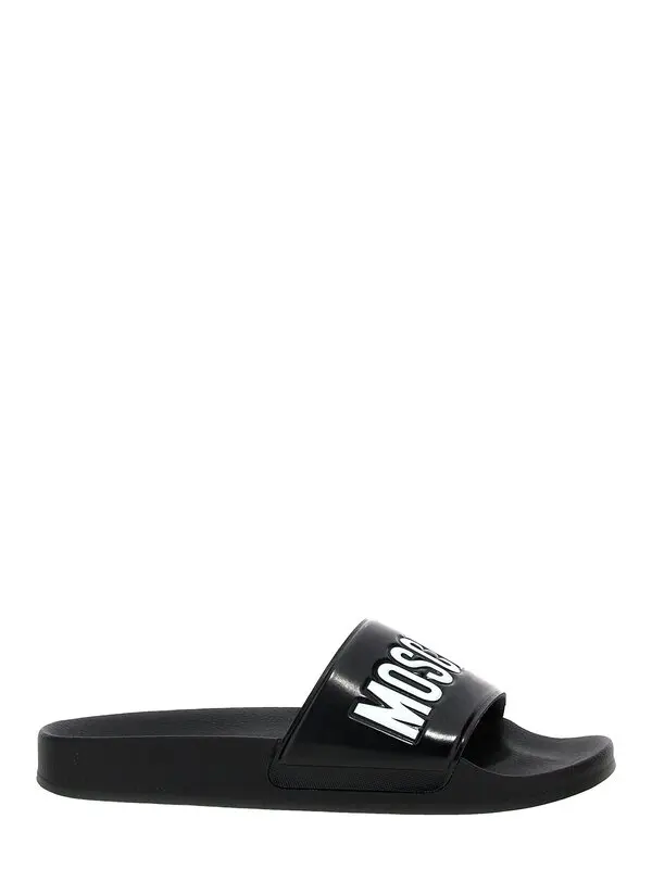 Moschino Pool Rubber Slides With Embossed Logo - Multicolor