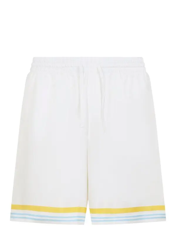 Casablanca Flower Court Icon Silk Shorts - White