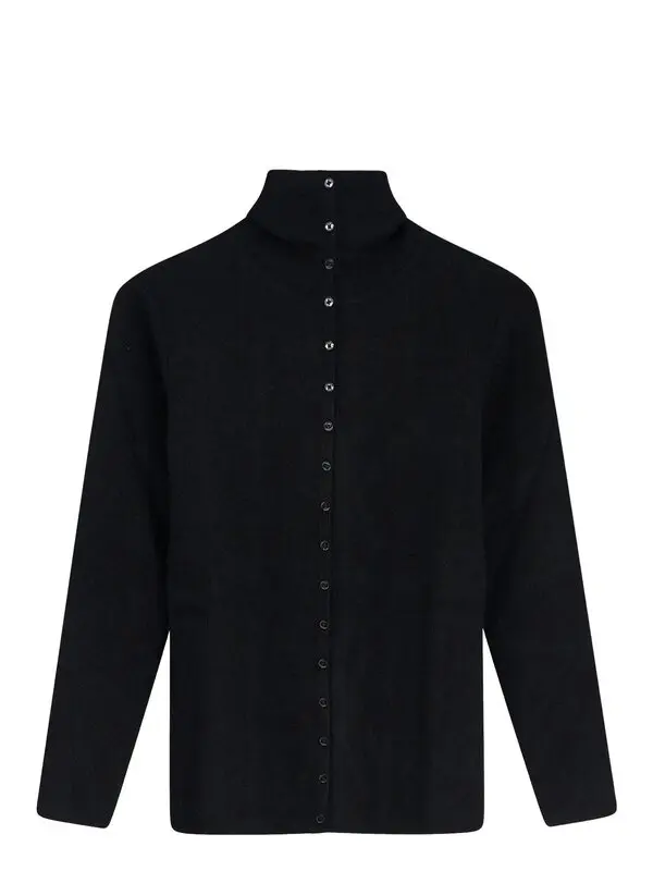 TOTEME High Neck Buttoned Viscose Blend Cardigan - Black