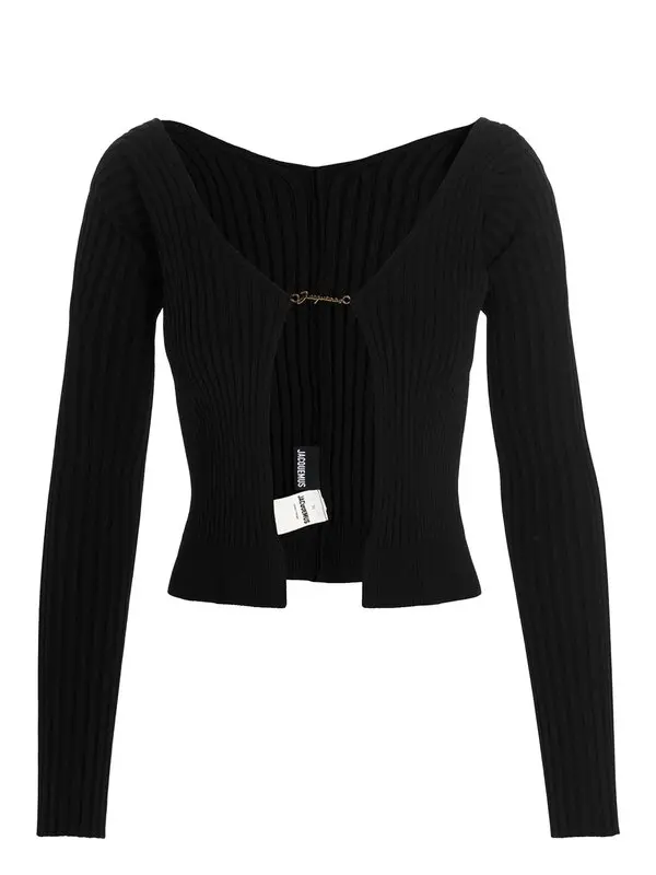 Jacquemus Le Maille Pralu Longue Ribbed Cardigan - Black