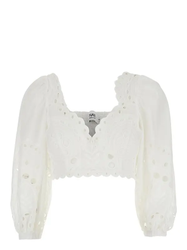 Charo Ruiz Ibiza Luna" Embroidered Cotton Blend Top - Multicolor