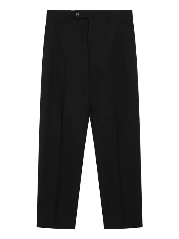 Fendi Wool Gabardine Cigarette Trousers - Black